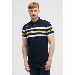 Poloshirt CAMP DAVID, Herren, Gr. XL, blau, Material: 98% Baumwolle, 2% Polyester, bedruckt, bestickt, colorblocking, regular fit normal, eingesetzt Rippb&uuml;ndchen, Shirts, mit Baumwolle