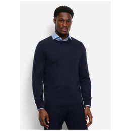 Strickpullover OLYMP "OLYMP Casual Strick", Herren, Gr. L, marine, 85% Schurwolle, 15% Seide, Pullover Strickpullover