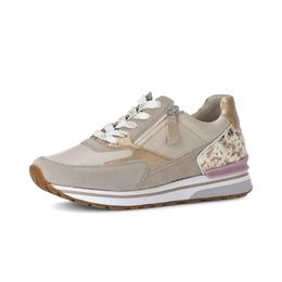 Sneaker Gabor "Sneaker low Materialmix Leder", Damen, Gr. 37,5, beige, Schuhe Sneaker