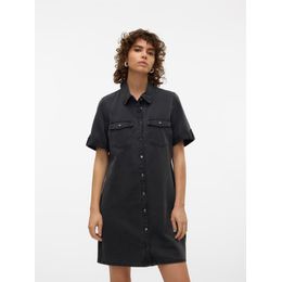 V&eacute;ro Moda Jeanskleid VERO MODA "VMJENNIE SS SHORT DENIM DRESS NOOS", Damen, Gr. S, N-Gr, schwarz (schwarz denim), Denim/Jeans, Obermaterial: 90% Baumwolle, 10% Viskose, unifarben, Kleider
