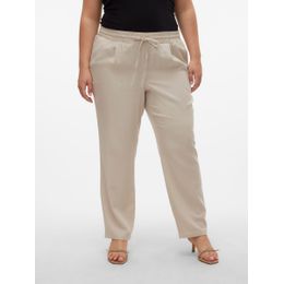 Schlupfhose Vero Moda CURVE "VMJESMILO ANKLE PANTS WVN GA NOOS CUR", Damen, Gr. 44, N-Gr, beige (silber lining), Web, Obermaterial: 55% Viskose, 45% Leinen, unifarben, regular fit kn&ouml;chellang, Hosen Schlupfhose, Sommerhose