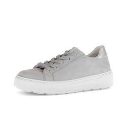 Sneaker Gabor "Sneaker low Materialmix Leder/Lederimitat", Damen, Gr. 38,5, grau, Schuhe Sneaker