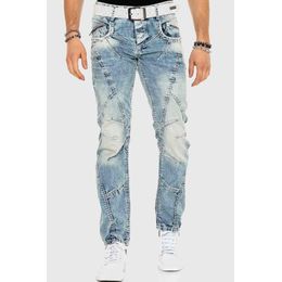 Cipo & Baxx Regular-fit-Jeans CIPO & BAXX "Jeans", Herren, Gr. 42, L&auml;nge 34, blau, 100% Baumwolle, unifarben, regular fit lang, Jeans, mit moderner Waschung