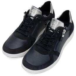 Slip-On Sneaker Ara "ROMA", Herren, Gr. 6,5, dunkelblau, silberfarben, Textil, Veloursleder, kontrastfarbene Details, Schuhe, Freizeitschuh, Halbschuh, Schn&uuml;rschuh in Komfortweite H (=sehr weit)