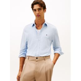 Langarmhemd Tommy Hilfiger "KNIT PIQUE FEATHERWEIGHT", Herren, Gr. L, N-Gr, light blau heather, Web, Obermaterial: 100% Baumwolle, regular fit, Manschette, Hemden