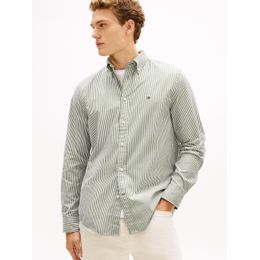 Langarmhemd Tommy Hilfiger "CORE FLEX POPLINE CLASSIC STRIPE", Herren, Gr. XXL, N-Gr, mountain pine, stripe, Web, Obermaterial: 100% Baumwolle, regular fit normal, 1-Knopf-Manschette, Hemden, regular fit, Button-down-Kragen, feine Streifen