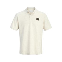 Jack & Jones Poloshirt JACK & JONES "JJDAYTONA POLO SS SN", Herren, Gr. L, antique wei&szlig; detail:melange, Jersey, Obermaterial: 58% Polyester, 40% Baumwolle, 2% Elasthan, meliert, normal, Rundhals, Shirts