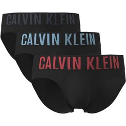 Hipster "HIP BRIEF 3PK", Herren, Gr. XXL (56), 3 Stk., schwarz w, ombre blau logo, schwarz w, c, Jersey, Obermaterial: 88% Polyester, 12% Elasthan, Calvin Klein Underwear, k&ouml;rpernah, Unterhosen, mit Logo-Stretchbund