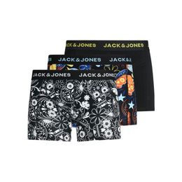 Jack & Jones Boxershorts JACK & JONES "JACSUGAR SKULL TRUNKS 3 PACK. NOOS", Herren, Gr. XL, 3 Stk., schwarz, Jersey, Obermaterial: 95% Baumwolle, 5% Elasthan, unifarben mit Farbeinsatz, Unterhosen