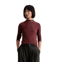 Marc O'Polo Langarmshirt MARC O'POLO DENIM "aus Lyocell-Stretch-Jersey", Damen, Gr. L, schwarz maroon, Obermaterial: 95% Lyocell, 5% Elasthan, gestreift, Basic, slim fit, Babylock, Shirts Langarmshirt
