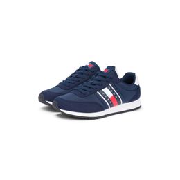 Sneaker Tommy Jeans "TJM CLASSIC RUNNER", Herren, Gr. 44, dunkelblau, Textil, Veloursleder, unifarben mit Farbeins&auml;tzen, Schuhe Sneaker, Freizeitschuh, Halbschuh, Schn&uuml;rer mit Kontrastbes&auml;tzen