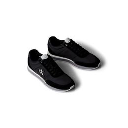 Sneaker Calvin Klein Jeans "RETRO RUNNER ESS MIX MAT", Herren, Gr. 43, schwarz, wei&szlig;, Leder, Textil, unifarben mit Farbeinsatz, Schuhe Sneaker, Freizeitschuh, Halbschuh, Schn&uuml;rschuh mit Logo-Emblem