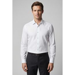 Langarmhemd OLYMP "Level Five", Herren, Gr. 42, N-Gr, wei&szlig;, Web, Obermaterial: 97% Baumwolle, 3% Elastolefin, normal, 2-Knopf-Manschette, Hemden, Under-Button-down-Kragen, Businesshemd, body fit, fein strukturiert