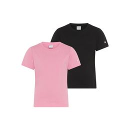 T-Shirt Champion "ICONS 2 pack Crewneck T-Shirt", M&auml;dchen, Gr. L (152/158), csr, nbk, Obermaterial: 100% Baumwolle, Rundhals, Shirts T-Shirt