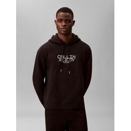Kapuzensweatshirt Calvin Klein, Herren, Gr. XXL, schwarz, Sweatware, Obermaterial: 92% Baumwolle, 8% Polyester, unifarben, regular fit normal, Rundhals, B&uuml;ndchen, Sweatshirts, Regular Fit, K&auml;ngurutasche, Logo-Schriftzug