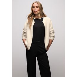 Strickjacke Street One, Damen, Gr. 36, soft beige, Strick, Obermaterial: 78% Polyamid, 12% Polyacryl, 10% Baumwolle, unifarben, regular fit normal, Rundhals, Rippb&uuml;ndchen, Strickjacken Strickjacke, mit Federgarn Qualit&auml;t