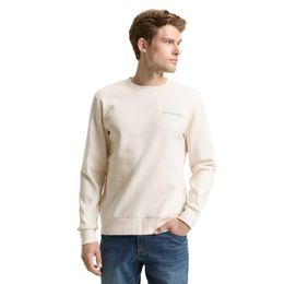 Sweatshirt Tom Tailor, Herren, Gr. XXL, gardenia wei&szlig;, Sweatware, Obermaterial: 70% Baumwolle, 30% Polyester, unifarben, regular fit normal, Rundhals, Rippb&uuml;ndchen, Sweatshirts Sweatshirt, mit Logo Stickerei
