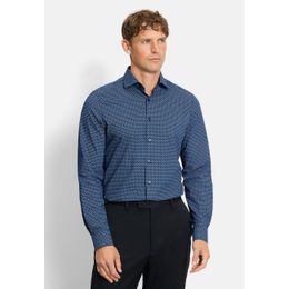 Businesshemd OLYMP "OLYMP Level Five 24/Seven, body fit, Kent", Herren, Gr. 41, Normaler Arm, marine, 64% Baumwolle, 27% Polyester, 9% Elasthan, Hemden