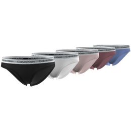 Brasilslip "5PK BIKINI", Kinder, Gr. 128/134, 5 Stk., 5er sortiert, Jersey, Obermaterial: 95% Baumwolle, 5% Elasthan, Calvin Klein Underwear, k&ouml;rpernah, Unterhosen, mit Logobund