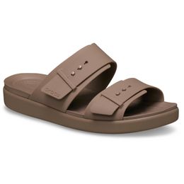 Pantolette Crocs "Brooklyn Buckle Low", Damen, Gr. 42, hellbraun, latte, Croslite&trade;, unifarben, Schuhe Pantolette, Sommerschuh, Strandschuh, Hausschuh mit Softfu&szlig;bett