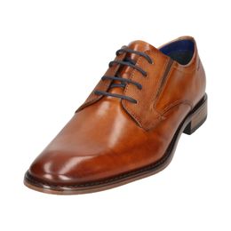 Schn&uuml;rschuh Bugatti, Herren, Gr. 46, cognac, Leder, leicht gl&auml;nzend, used, festlich, Schuhe Schn&uuml;rschuh, Halbschuh, Anzugschuh, Business Schn&uuml;rer mit edler Pr&auml;gung