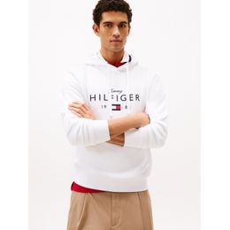 Hoodie Tommy Hilfiger "BRAND LOVE BIG HILFIGER", Herren, Gr. M, wei&szlig;, Sweatware, Obermaterial: 77% Baumwolle, 23% Elasthan, regular fit normal, Rippb&uuml;ndchen, Sweatshirts Hoodie, mit Logo-Grafik, normale Passform