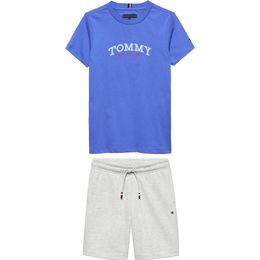 Shirt & Shorts Tommy Hilfiger "MONOTYPE GRAPHIC TEE SHORT SET", Jungen, Gr. 6 (116), empire blau, Jersey, Obermaterial: 80% Baumwolle, 20% Polyester, unifarben, KOB Set-Artikel, Kinder bis 16 Jahre, Druck, regular fit