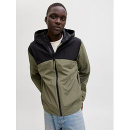 Jack & Jones Kurzjacke JACK & JONES "JJESOHO LIGHT JACKET SN", Herren, Gr. L, gr&uuml;n (dusty olive detail:schwarz blocking), Web, Obermaterial: 100% Polyester, normal, Jacken Kurzjacke, mit Kapuze