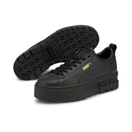 Sneaker Puma "Mayze Classic Wns", Damen, Gr. 37, schwarz (Puma schwarz), Leder, Synthetik, unifarben, Schuhe Sneaker