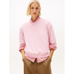 Sweatshirt Tommy Hilfiger "TH SCRIPT REG TERRY SWTSHRT", Damen, Gr. M (38), pink, Sweatware, Obermaterial: 83% Baumwolle, 13% Polyester, 4% Elasthan, unifarben, regular fit normal, Rundhals, Rippb&uuml;ndchen, Sweatshirts Sweatshirt, Baumwollmischung, Stretch, regular fit