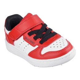 Lauflernschuh Skechers "QUICK STREET", Baby, Gr. 23, rot (rot, wei&szlig;), Lederimitat, Schuhe Lauflernschuh, Retro Sneaker mit Klettverschluss, Gr&ouml;&szlig;enschablone zum Download