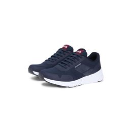 Sneaker Tommy Hilfiger "MODERN COMFORT RUN TECH KNIT", Herren, Gr. 45, dunkelblau, Lederimitat, Textil, Schuhe Sneaker, Freizeitschuh, Halbschuh, Schn&uuml;rschuh mit seitlichem Logo