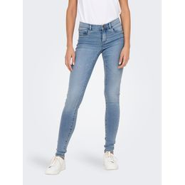 Skinny-fit-Jeans Only "ONLRAIN LIFE REG SKINNY DNM", Damen, Gr. L (40), L&auml;nge 30, blau (light blau denim), Denim/Jeans, Obermaterial: 53% Viskose, 29% Baumwolle, 17% Polyester, 1% Elasthan, unifarben, skinny fit kn&ouml;chellang, Jeans, mit G&uuml;rtelschlaufen