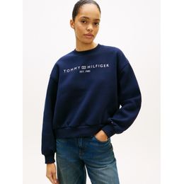 Sweatshirt Tommy Hilfiger "CORP LOGO MDRN SWTSRT", Damen, Gr. XXXL(46), schwarz night navy, Sweatware, Obermaterial: 63% Baumwolle, 37% Polyester, bedruckt, regular fit normal, Rundhals, Rippb&uuml;ndchen, Sweatshirts Sweatshirt, Baumwollmischung