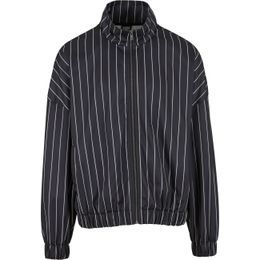 Trainingsjacke Urban Classics "Urban Classics Pinstripe Trackjacket", Herren, Gr. 5XL, schwarz, wei&szlig;, 100% Polyester, gestreift, normal, amerikanischer Ausschnitt, Jacken Trainingsjacke