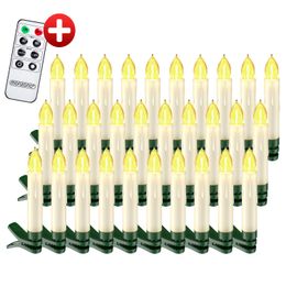 Monzana Kabellose Weihnachtsbaumkerzen LED 30er-Set Warmwei&szlig; mit Timer & Fernbedienung