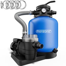 Monzana Sandfilteranlage Pool 13200 L/h mit Vorfilter 7-Wege Ventil XXL Tank