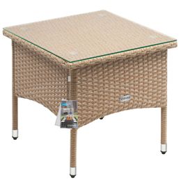 Casaria Polyrattan Beistelltisch Grau-Beige 50x50x45cm