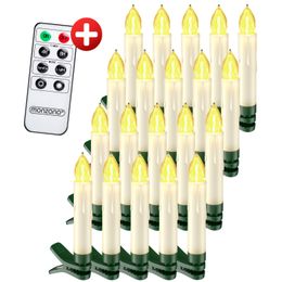 Monzana Kabellose Weihnachtsbaumkerzen LED 20er-Set Warmwei&szlig; mit Timer & Fernbedienung