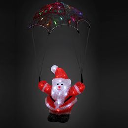 Deuba LED Acryl Figur Weihnachtsmann mit Fallschirm