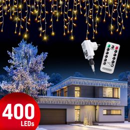 Monzana Regenlichterkette LED Warmwei&szlig; 15m Fernbedienung