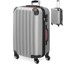 Monzana Hartschalenkoffer L Rollen 360o Reisekoffer 62L Silber ABS