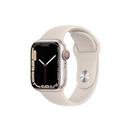 Apple Watch Series 7 (2021) GPS 45 mm - Aluminium Polarstern - Sportarmband Wei&szlig;
