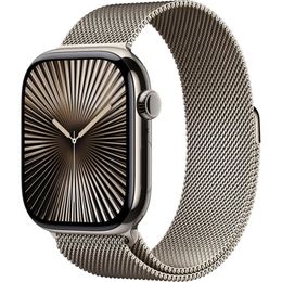 Apple Watch Series 10 (2024) GPS + Cellular 46 mm - Titan Natur - Milanaise Armband Schwarz