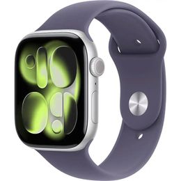 Apple Watch (2025) GPS 46 mm - Aluminium Silber - Sportarmband Grau