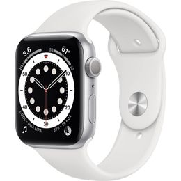 Apple Watch Series 6 (2020) GPS 44 mm - Aluminium Silber - Sportarmband Wei&szlig;