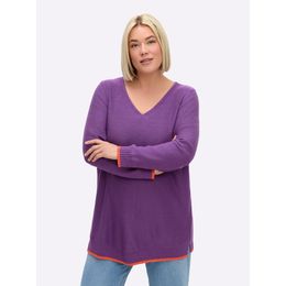 sheego Pullover Damen Gr&ouml;&szlig;e XXL lila / hummer