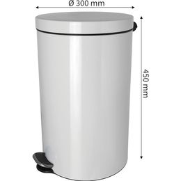 Helit Silberionen-Tretabfallsammler, mit Kunststoff Inneneimer, Volumen 20 l, wei&szlig;