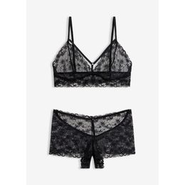bonprix Bustier+Panty ouvert (2-tlg.Set), schwarz