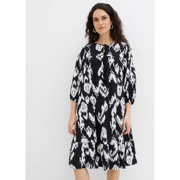 bonprix Tunika-Kleid aus reiner Viskose, schwarz, Viskose